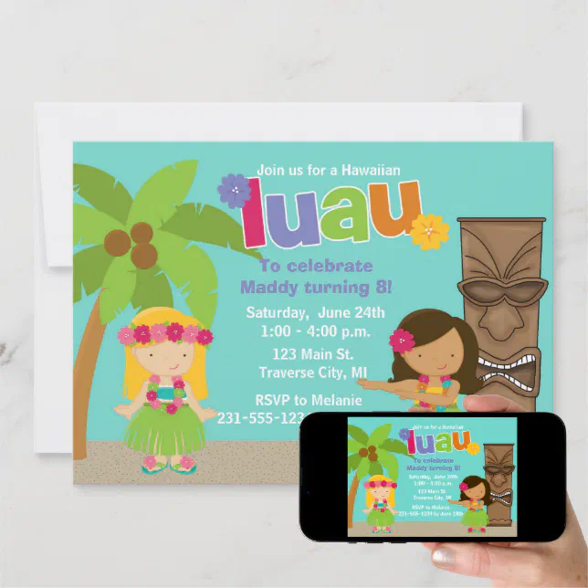 Kids Hawaiian Luau Party Invitation | Zazzle