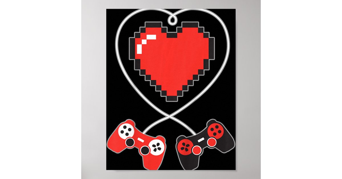 Kids Heart Pixel Art Video-Game Controller Valenti Poster | Zazzle