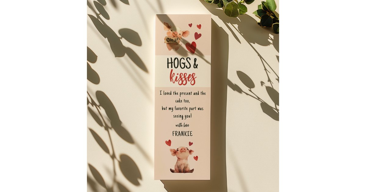 Kids Hogs & Kisses | Birthday Thank You Bookmarks | Zazzle