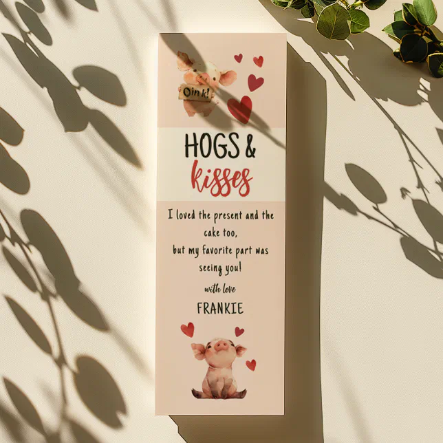 Kids Hogs & Kisses | Birthday Thank You Bookmarks | Zazzle