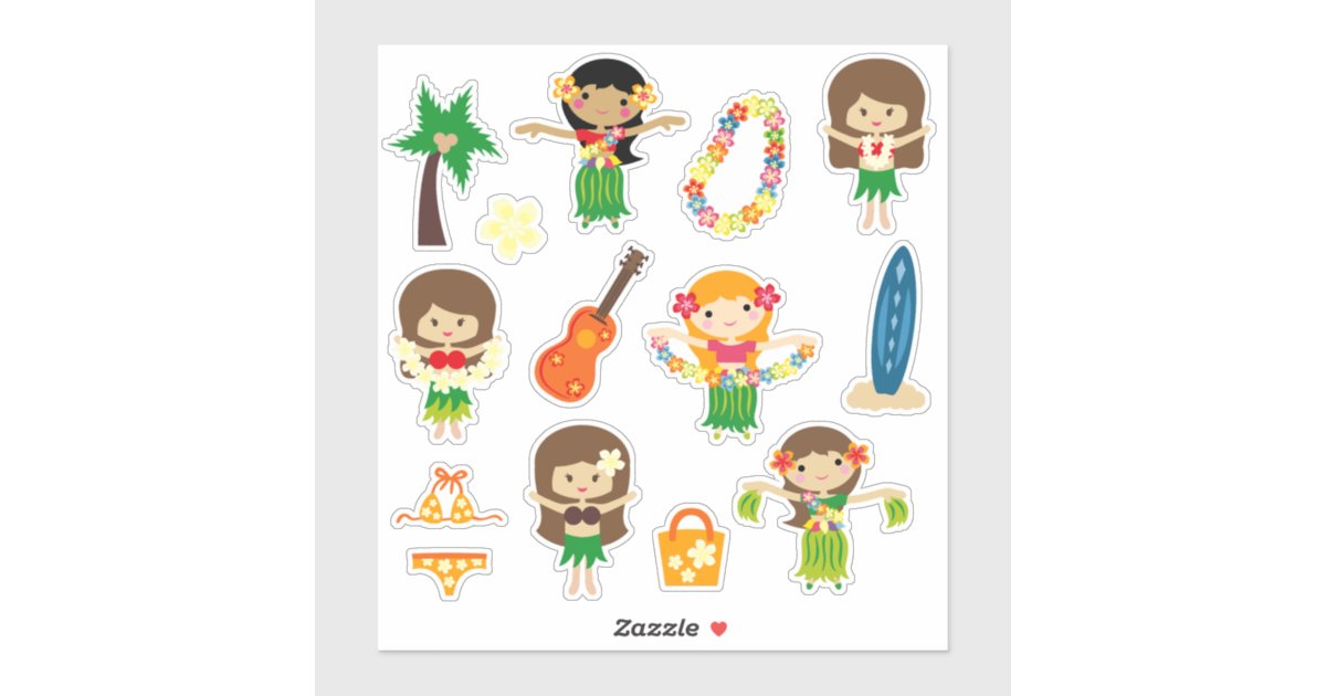 Kids Hula Girls Sticker | Zazzle