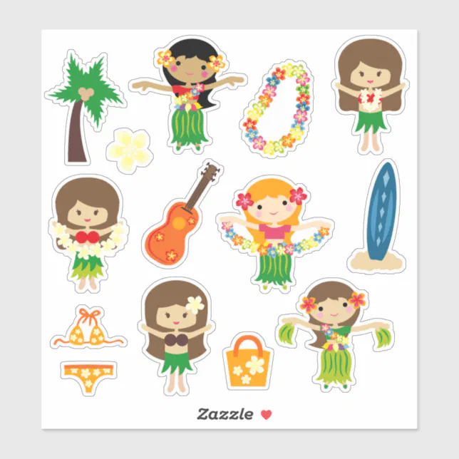 Kids Hula Girls Sticker | Zazzle