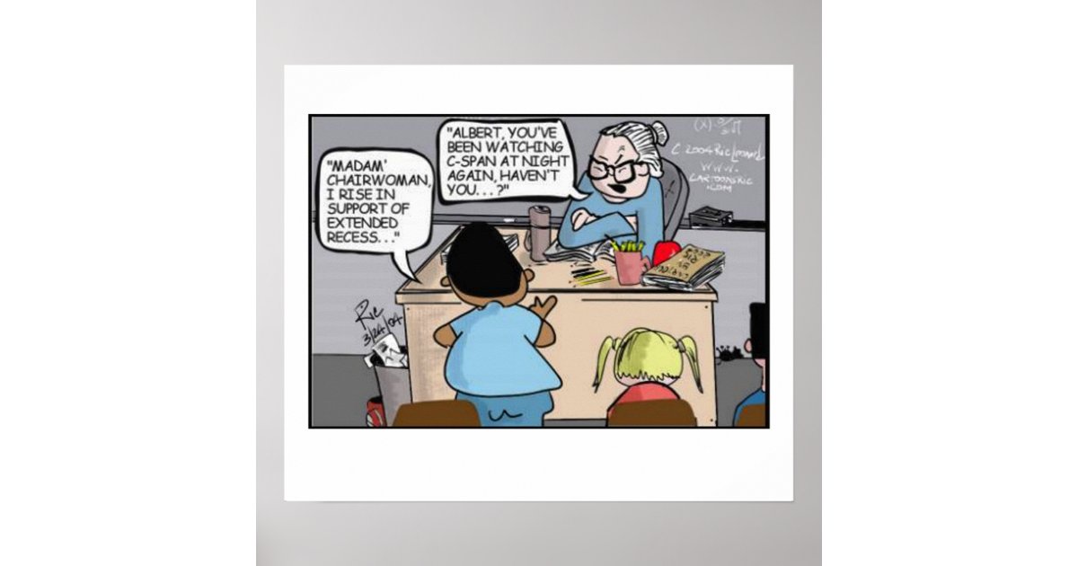 Kids in the Classroom Cartoon Poster | Zazzle