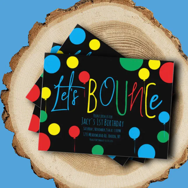 Kids Jump Bounce Balls Balloons Birthday Invitation | Zazzle