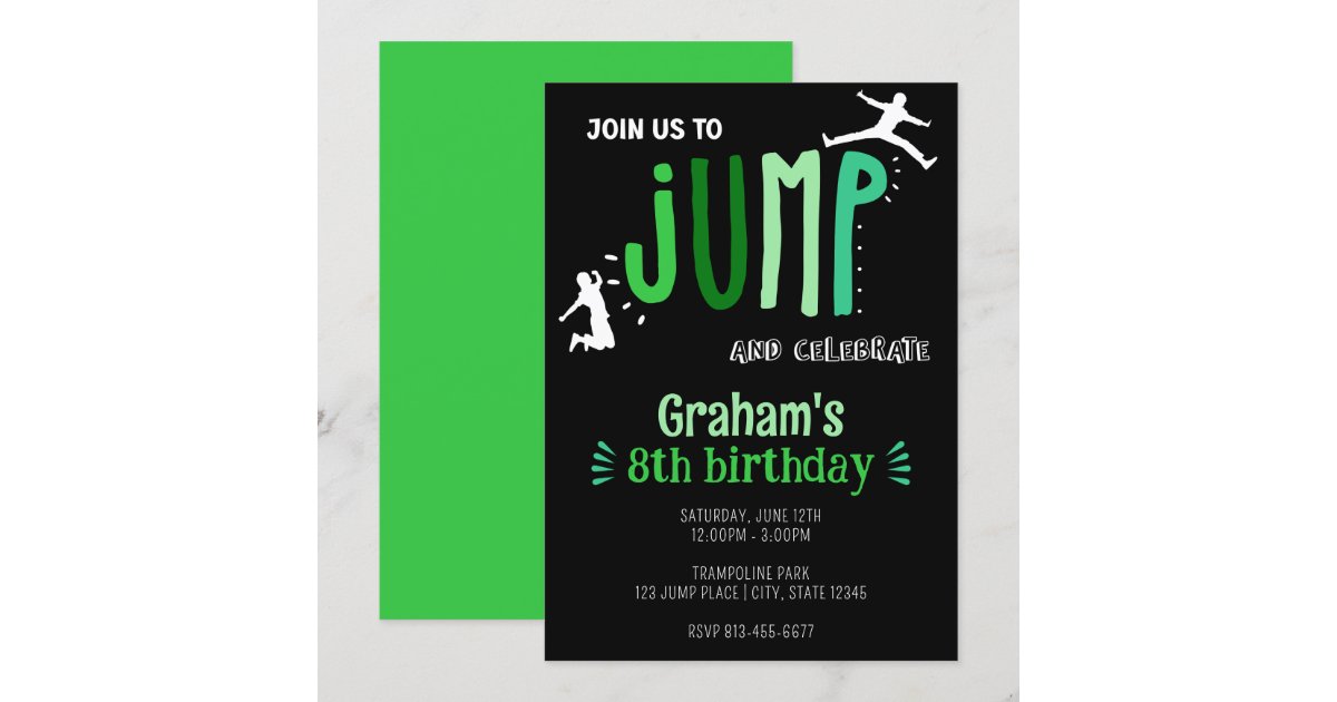 Kid's Jump Trampoline Park Birthday Party Invitation | Zazzle
