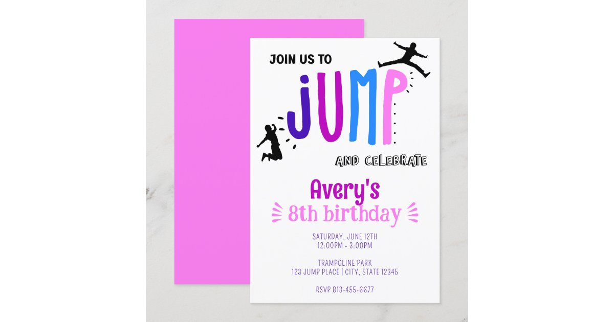 Kid's Jump Trampoline Park Birthday Party Invitation | Zazzle
