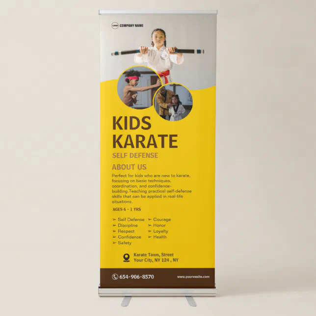 Kid's Karate Class Custom Retractable Banner | Zazzle