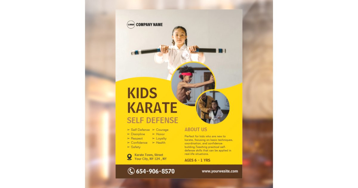 Kid's Karate Class Custom Window Cling | Zazzle