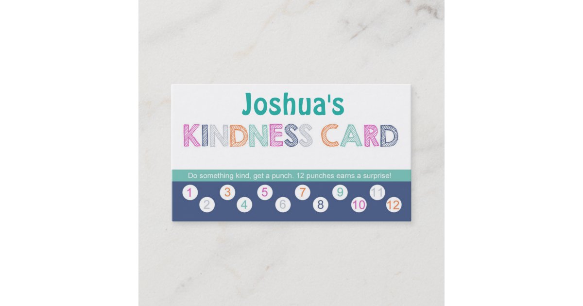 Kids Kindness Punch Card | Zazzle