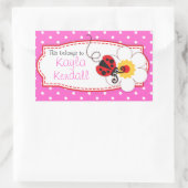 kids ladybug book plate id name pink label sticker | Zazzle