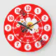 Kids ladybug & flowers bright red wall clock | Zazzle