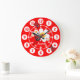 Kids ladybug & flowers bright red wall clock | Zazzle