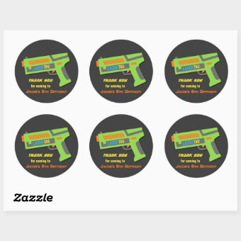 Kids Laser Tag Birthday Party Favor Stickers | Zazzle