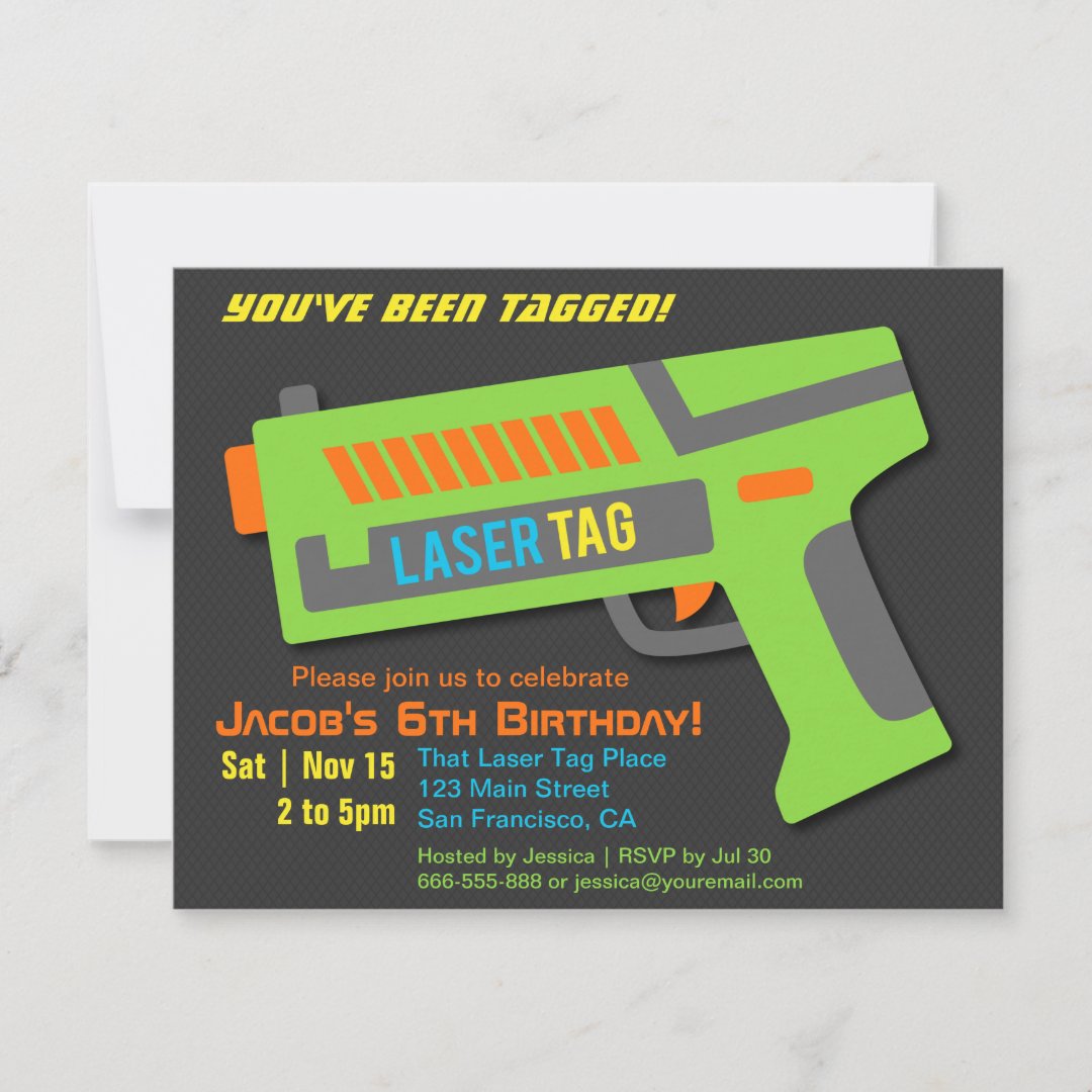 Kids Laser Tag Birthday Party Invitations | Zazzle