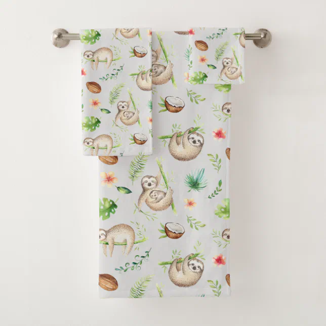 Kids Lazy Sloth Bath Towel Set | Zazzle
