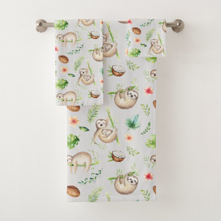 Kids Lazy Sloth Bath Towel Set | Zazzle.com