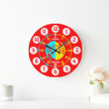Kids learn to tell time bright red wall clock | Zazzle