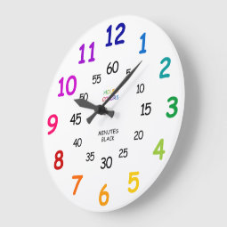 Kids Learn to Tell Time Rainbow Classroom Wall Large Clock | Zazzle
