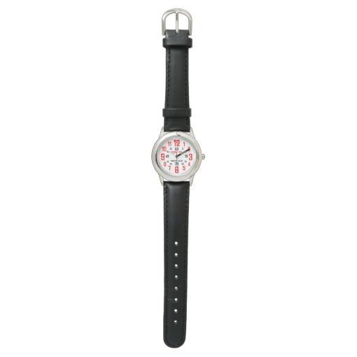 Kids' Learn to Tell Time Watch - Black & Red | Zazzle