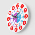 Kids learn to tell time white red purple clock | Zazzle