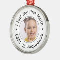 Kid's Lost First Tooth Congratulations Milestone Metal Ornament | Zazzle