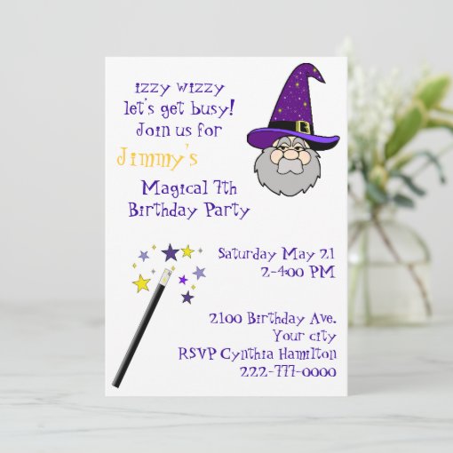 Kid's Magic Themed Birthday Party Invitation | Zazzle