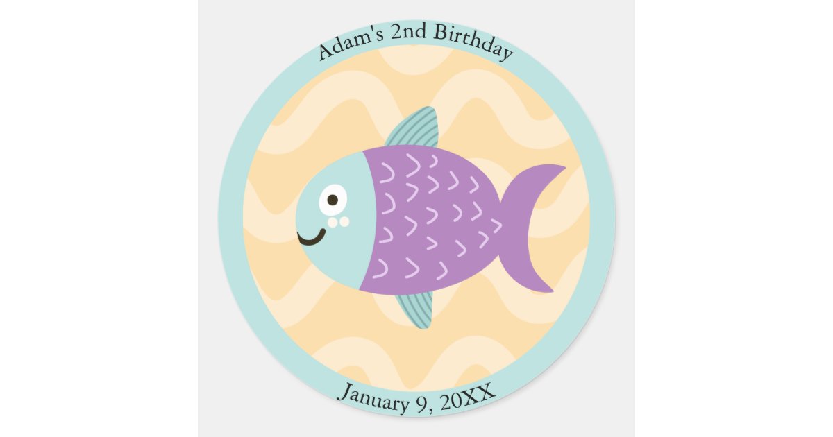 Kids Marine Fish Under the Sea Birthday Classic Round Sticker | Zazzle