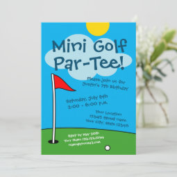 Kid's mini golf miniature golfing Birthdays party Invitation | Zazzle