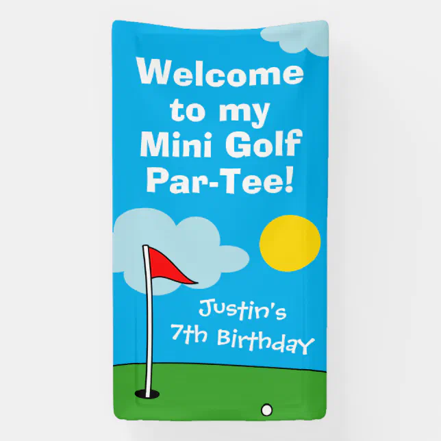 Kid's mini golf putt putt Birthday party welcome Banner | Zazzle