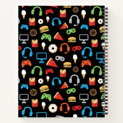 Kids Monogrammed Video Game Party Pattern Gamer Notebook | Zazzle