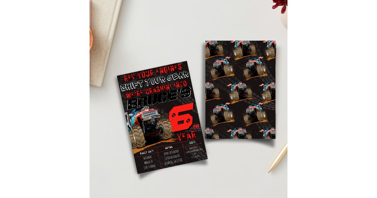 Kids Monster Truck Rally Birthday Party Invitation | Zazzle