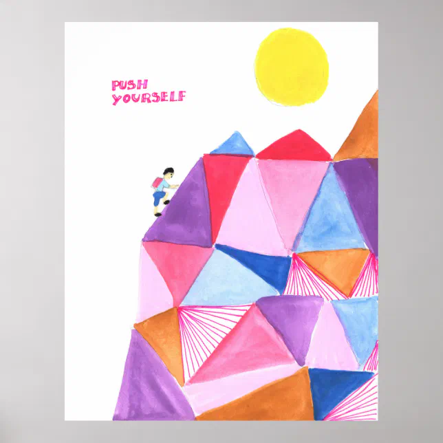 Kids Motivational Quote Mountain Watercolor Poster | Zazzle
