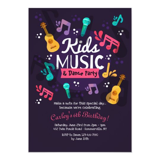 Kids Music and Dance Party Invitation | Zazzle.com