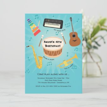 Kid's Musical Instruments Party Invitation | Zazzle