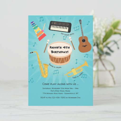 Kid's Musical Instruments Party Invitation | Zazzle