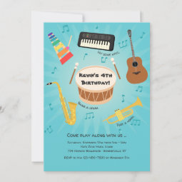 Kid's Musical Instruments Party Invitation | Zazzle