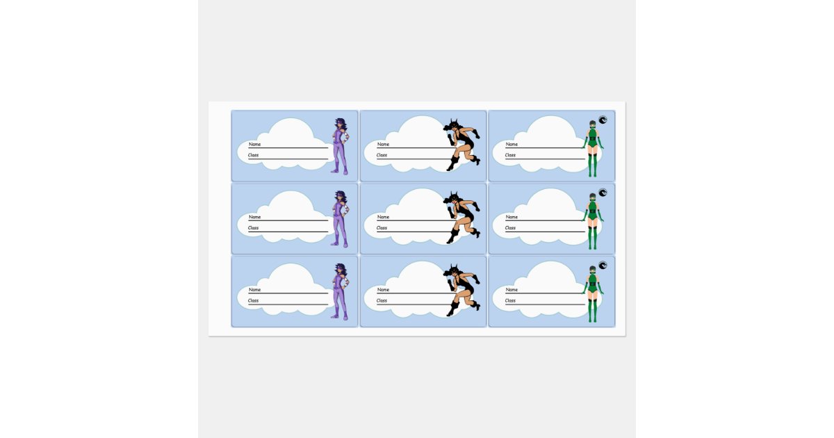 Kids Name Labels School Supplies Super hero comic | Zazzle