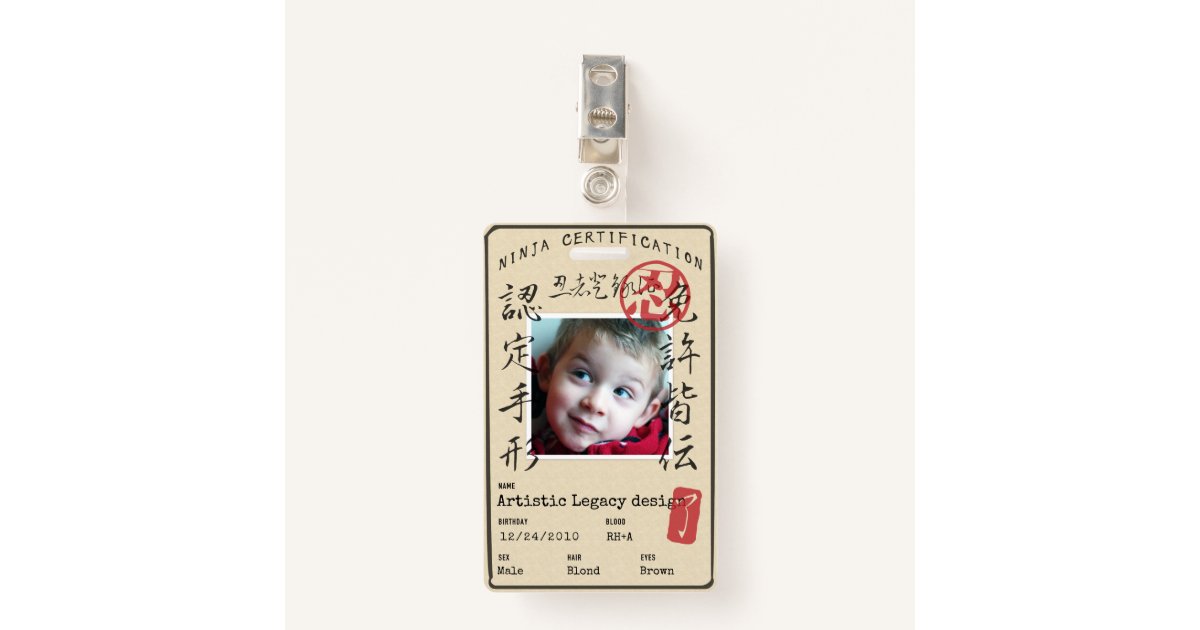 Kids Ninja ID (Customize image & text!) Badge | Zazzle