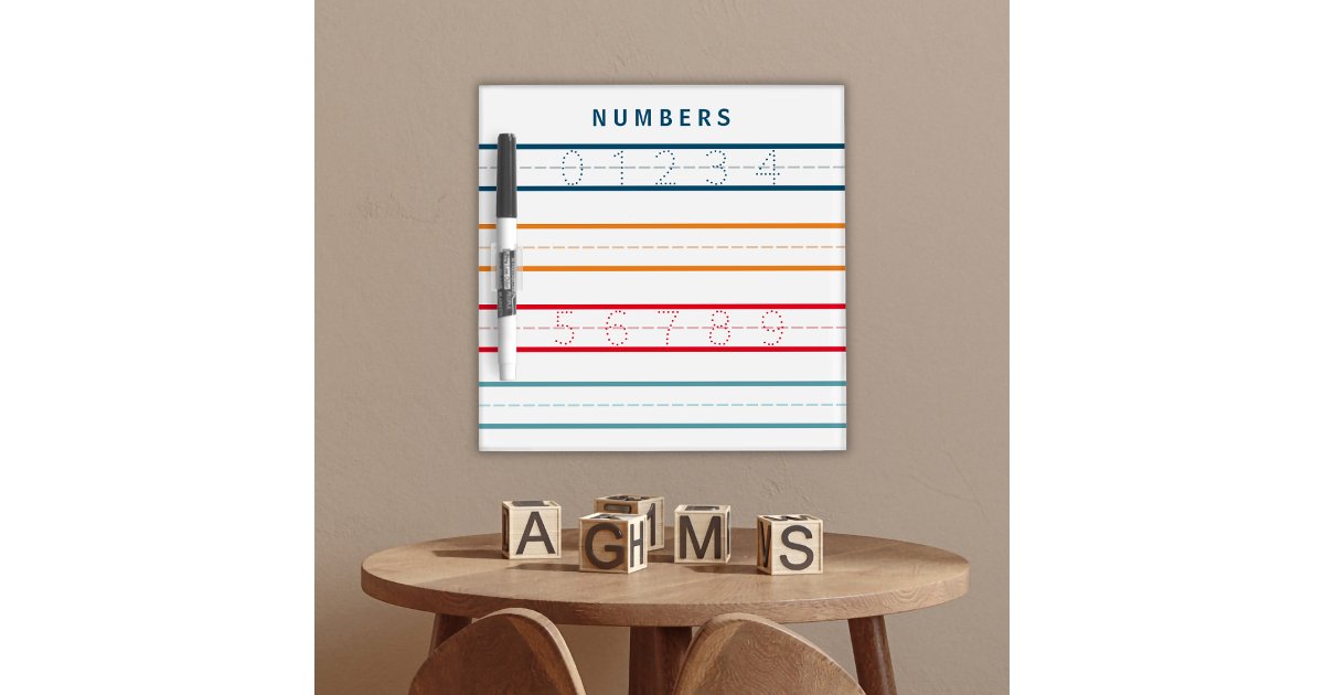 Kids Numbers Writing Practice Tracing Chart Dry Erase Board | Zazzle