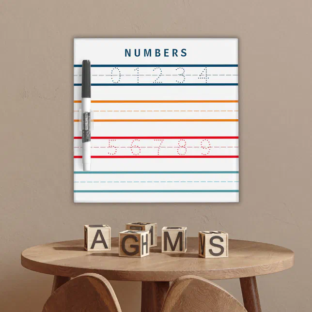 Kids Numbers Writing Practice Tracing Chart Dry Erase Board | Zazzle