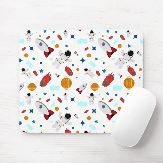 Kid's Outer Space & Astronaut Pattern Mouse Pad | Zazzle