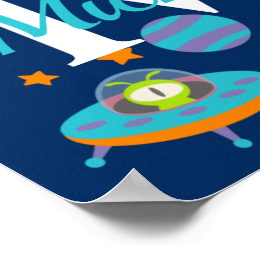 Kids Outer Space Rocket Ship Poster | Zazzle