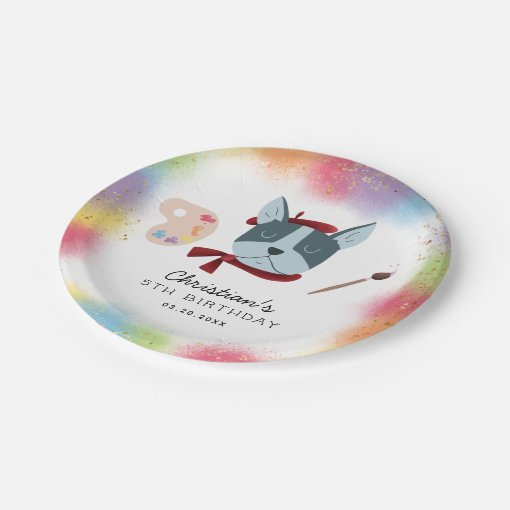 Kids Painting Birthday Party Puppy Dog Paper Plates | Zazzle