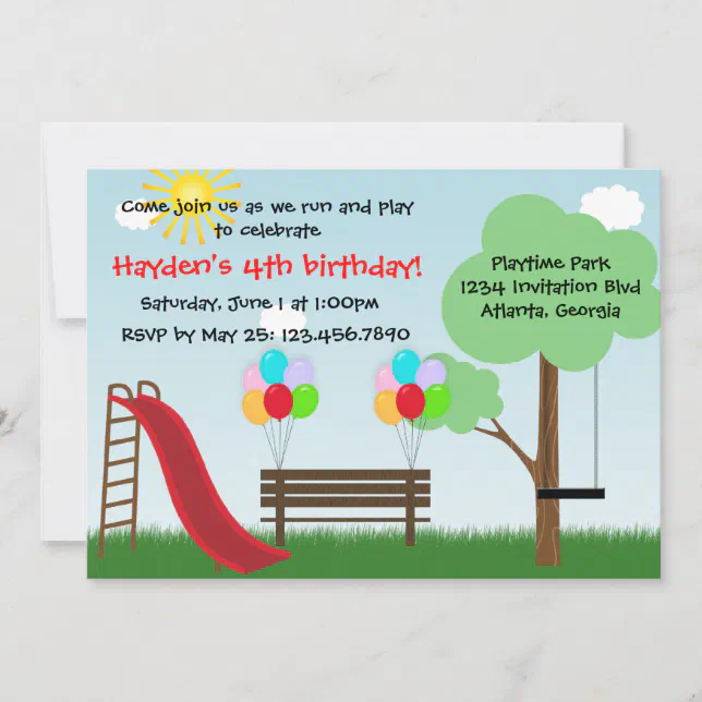 Kids Park Birthday Party Invitation | Zazzle