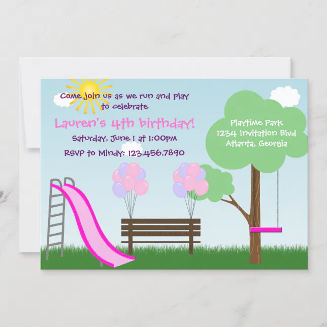 Kids Park Birthday Party Invitation | Zazzle