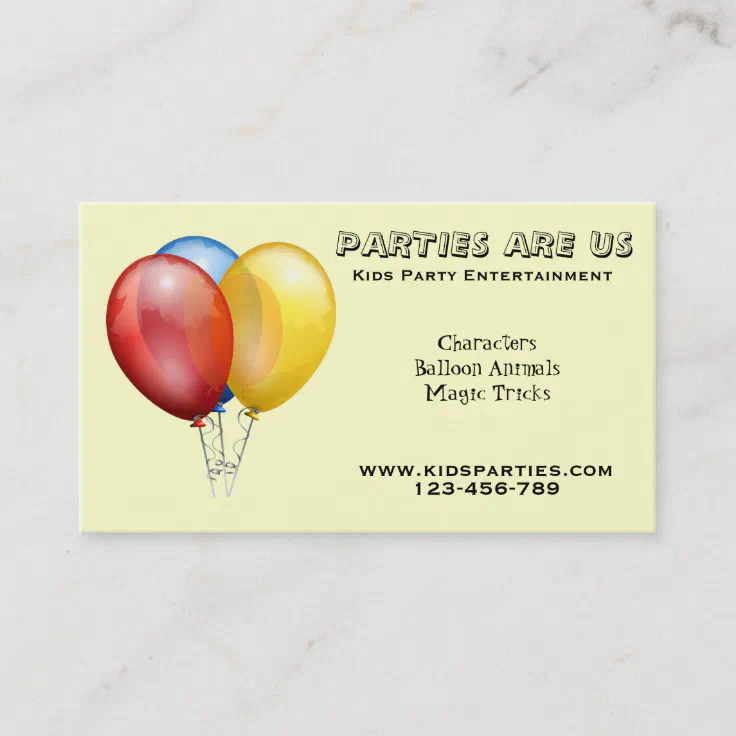 Kids Party planner entertainment freelance Business Card | Zazzle