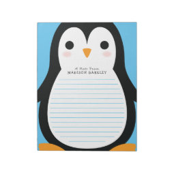 Kids Penguin Cute Personal Stationary Notepad | Zazzle