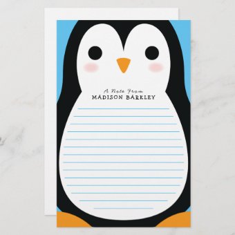 Kids Penguin Cute Stationery | Zazzle
