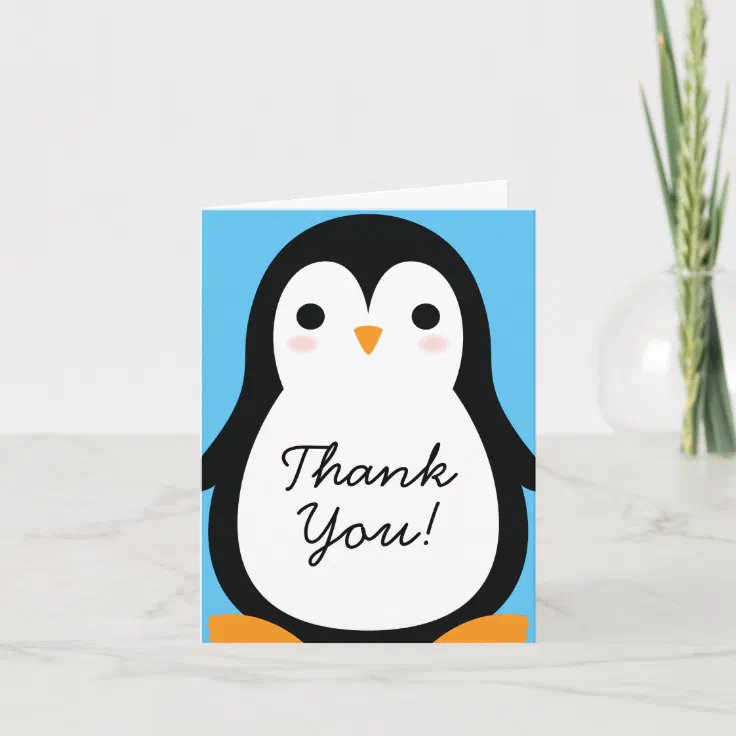 Kids Penguin Cute Thank You Stationary Cards | Zazzle