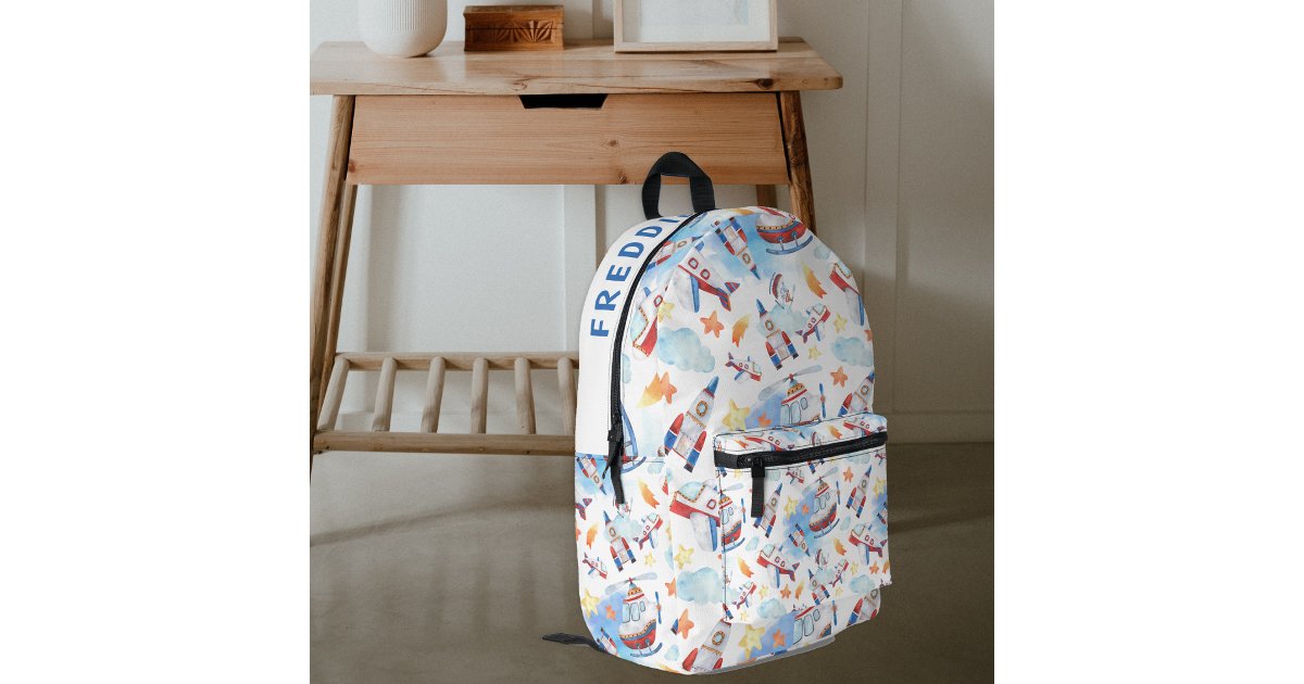 Kids Personalized Aviation Printed Backpack | Zazzle